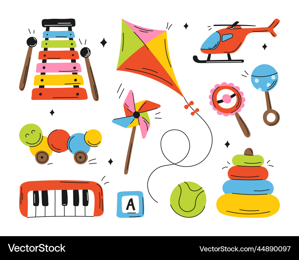 Toys for kids set Royalty Free Vector Image - VectorStock