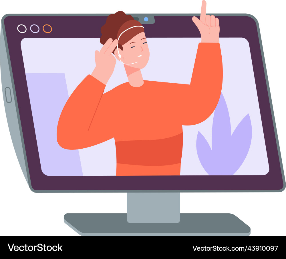 Woman speaking from computer screen video call Vector Image