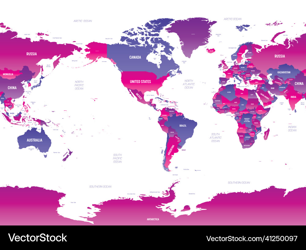 World detailed political map with lables Vector Image