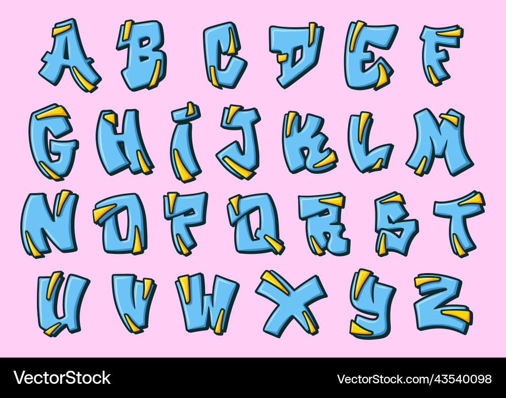 Alphabet graffiti cartoon Royalty Free Vector Image
