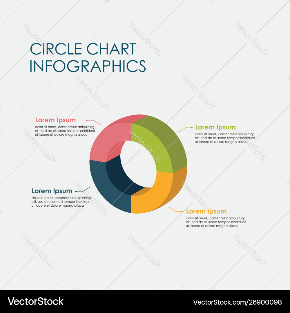 Circle chart pie infographics elements 3d Vector Image