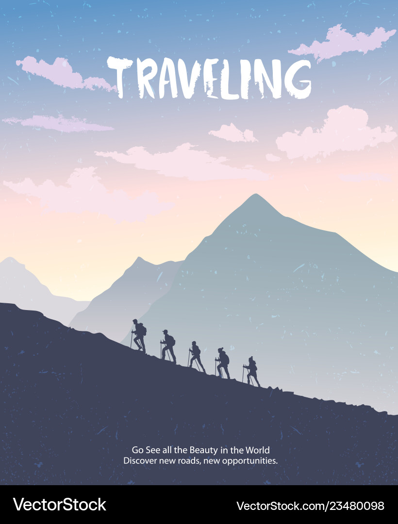 Climbing mountains Royalty Free Vector Image - VectorStock