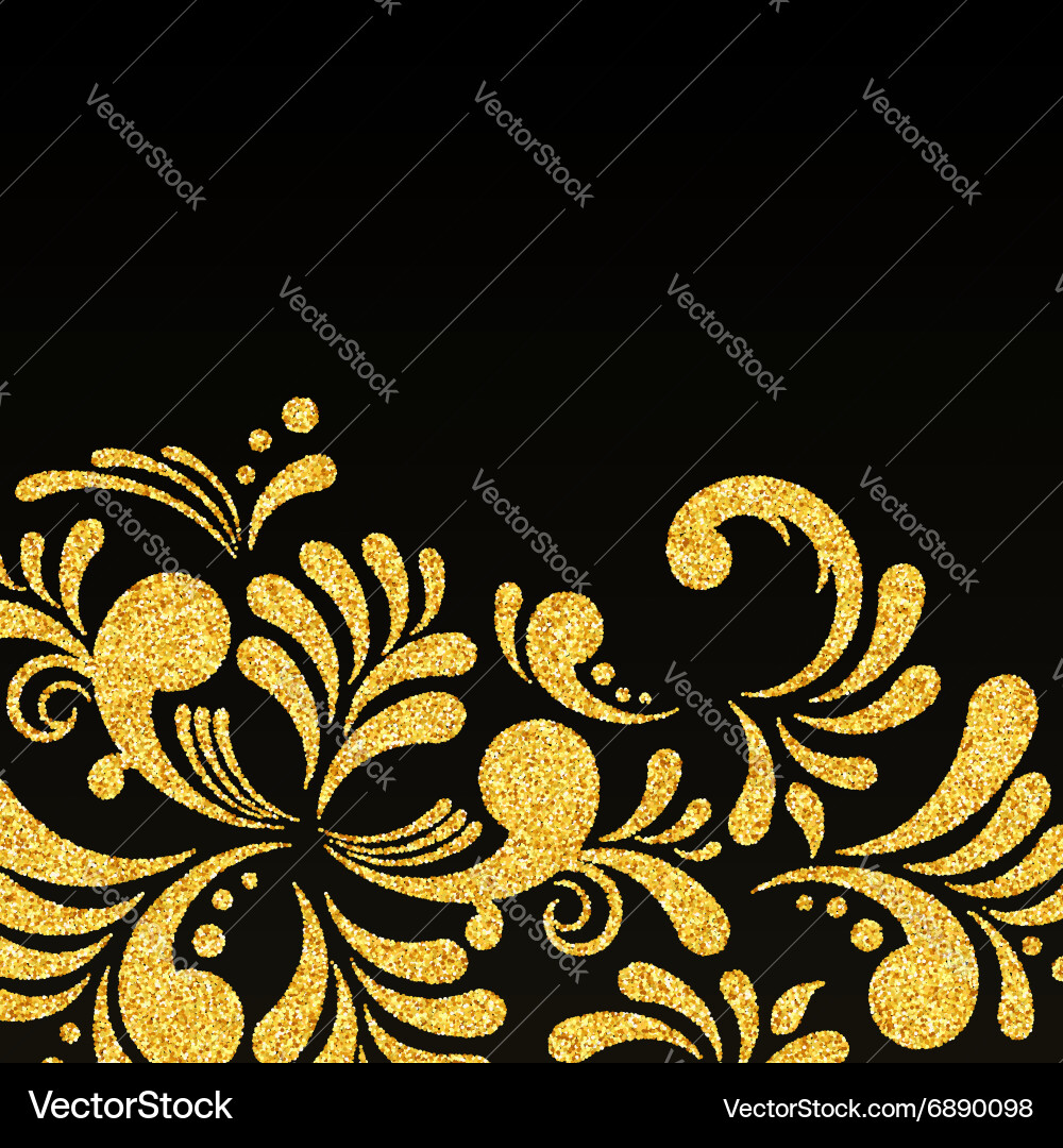 Gold glitter floral invitation card Royalty Free Vector