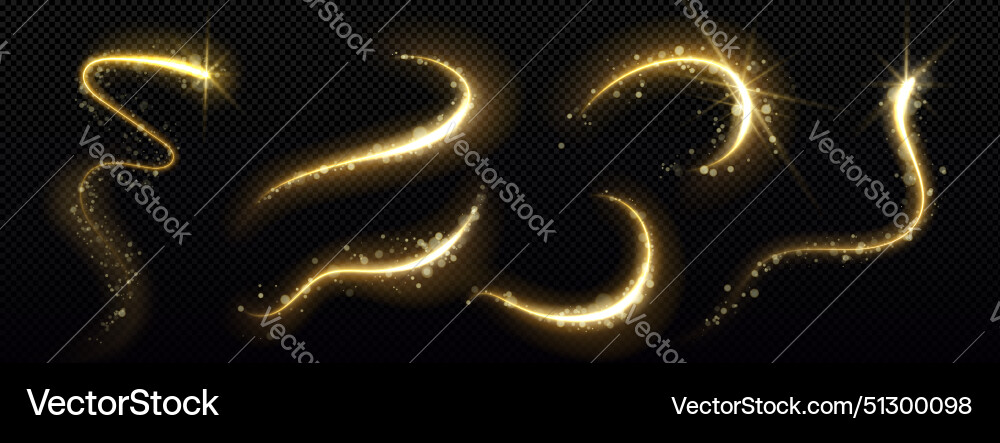 Gold star with curve trail line Royalty Free Vector Image