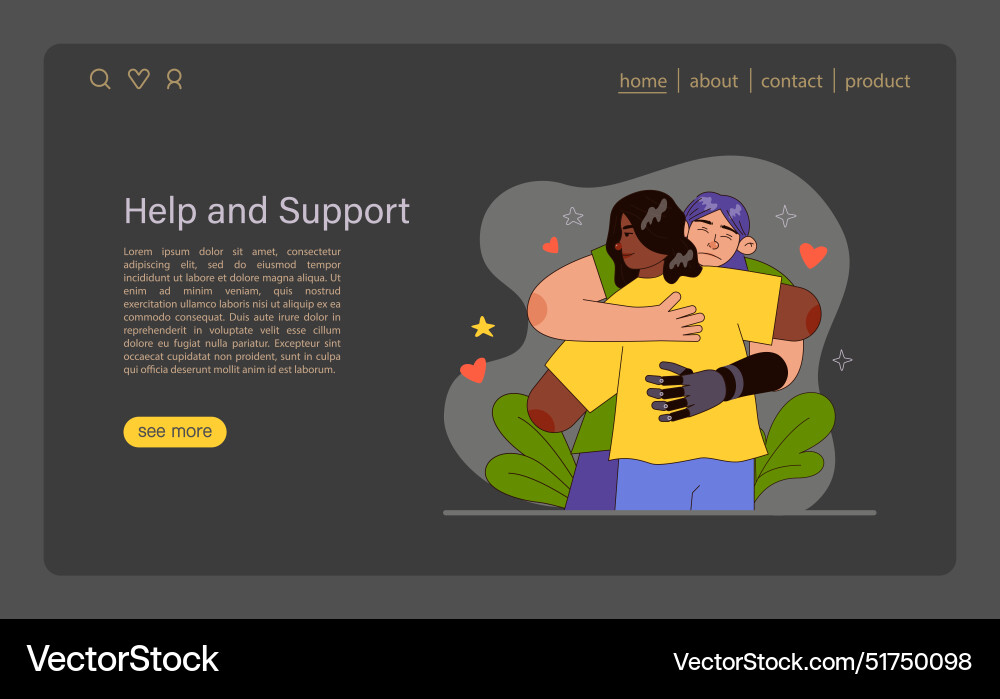 Help and support concept compassionate embrace Vector Image