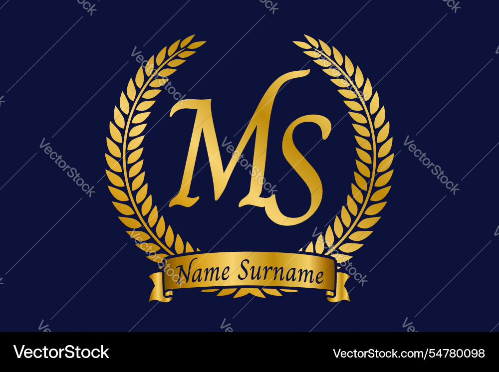 Initial letter m and s ms monogram logo design Vector Image
