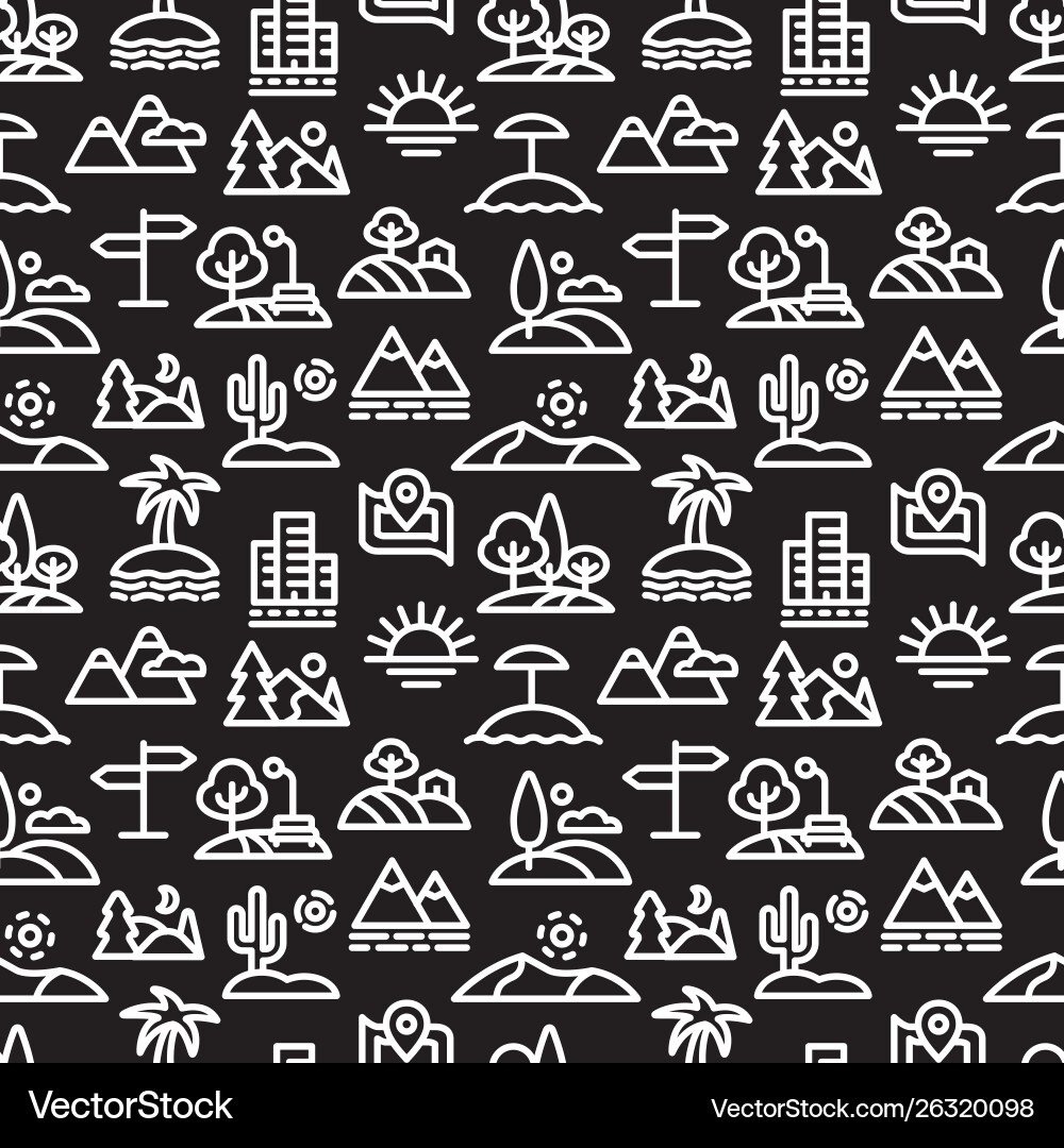 Landscapes and nature seamless pattern Royalty Free Vector