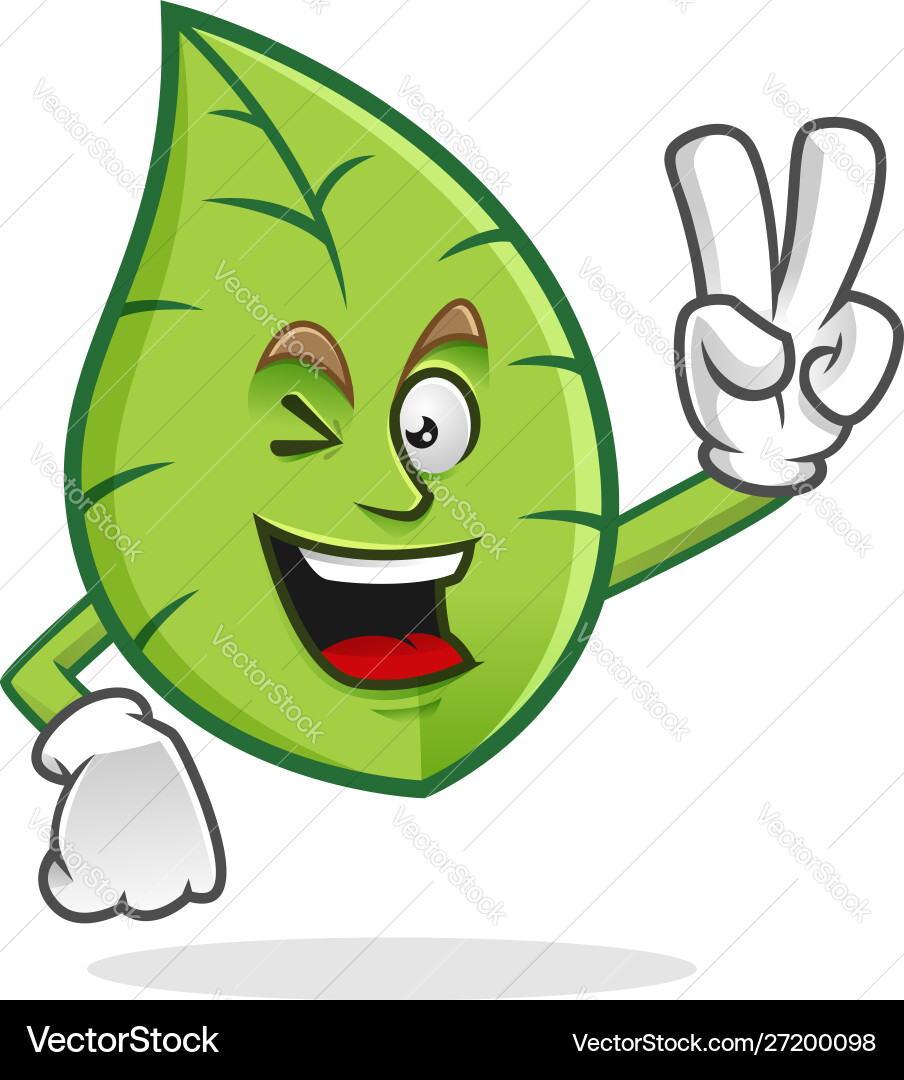 Peace leaf mascot victory leaves character Vector Image