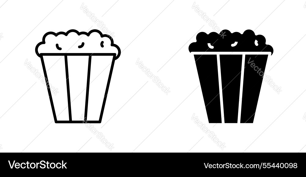 Popcorn icons stroke line and black solid Vector Image