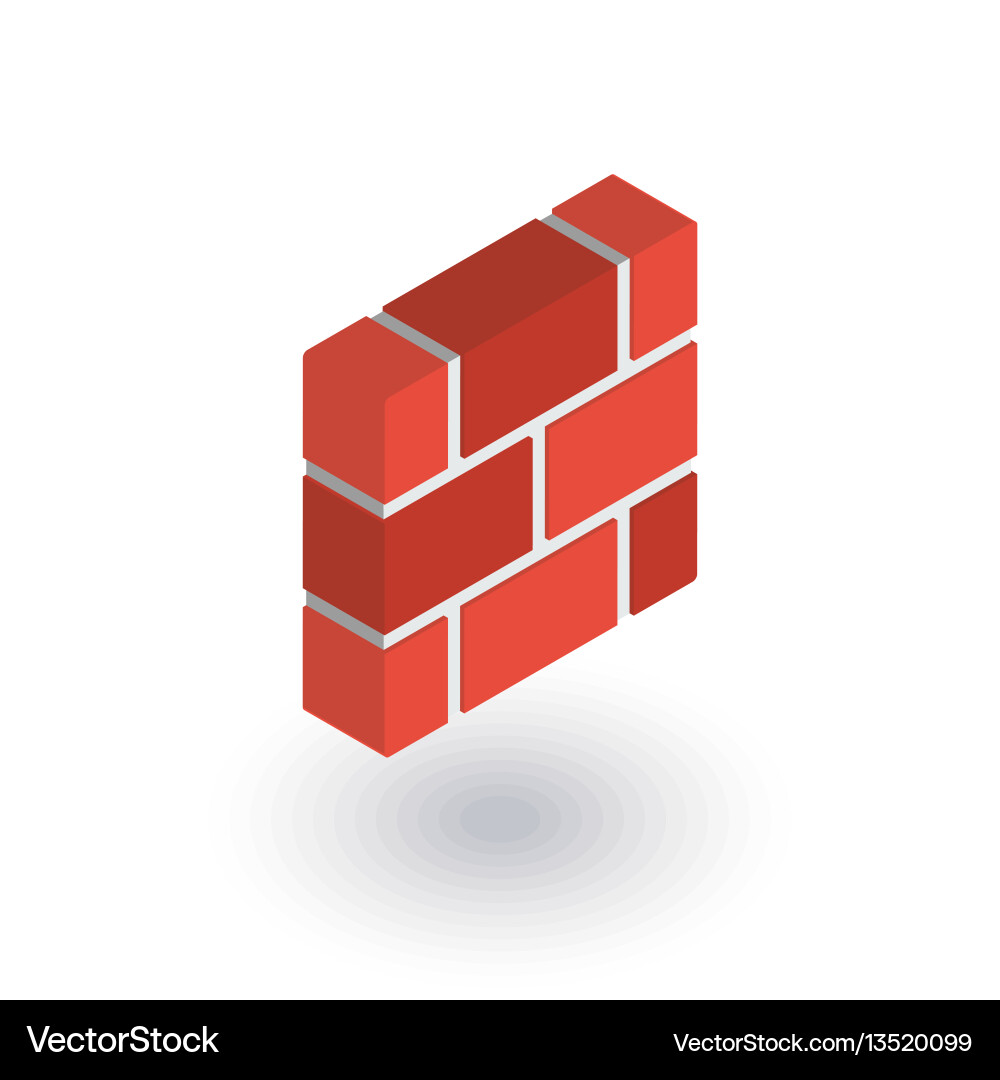 Brick wall isometric flat icon 3d Royalty Free Vector Image