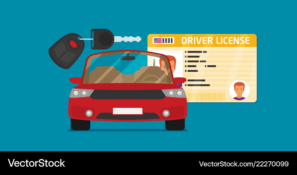 Car driver license identification with photo keys Vector Image