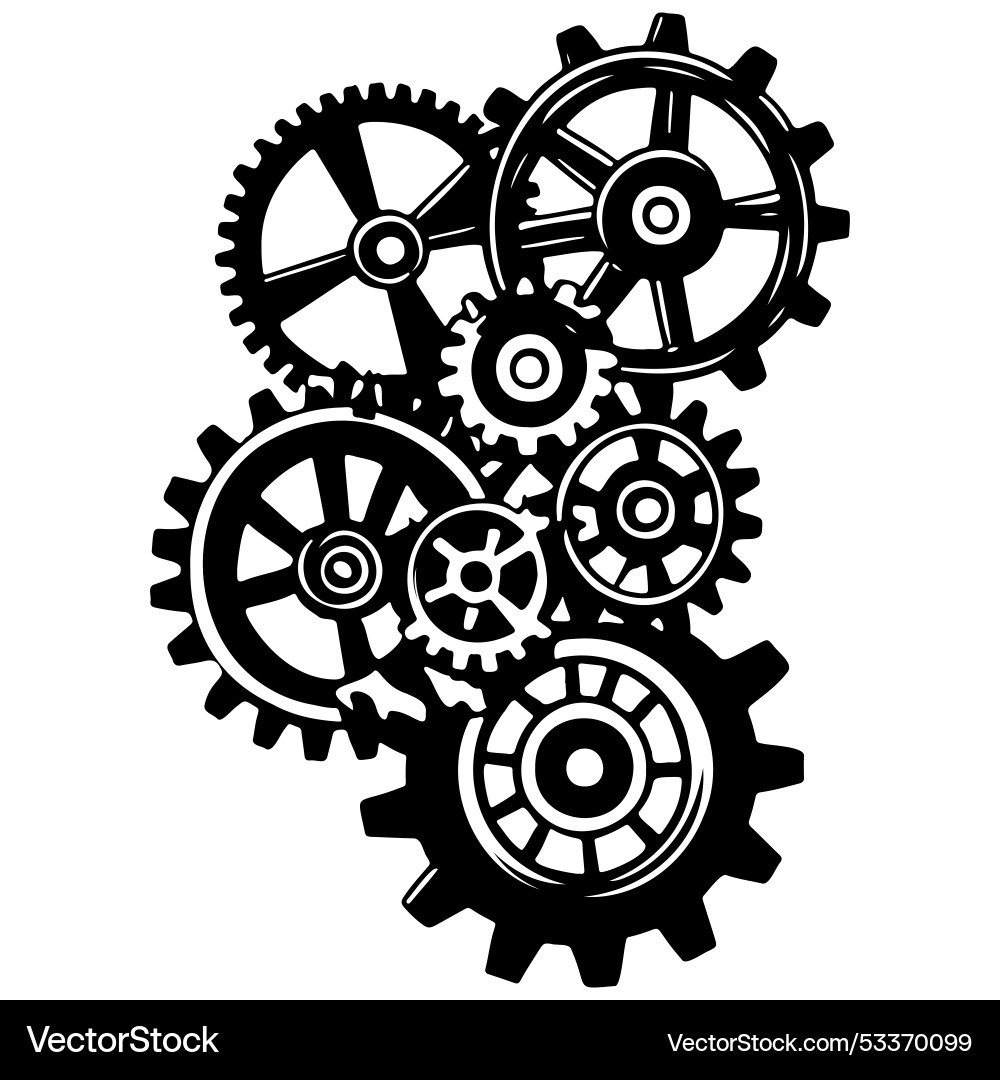 Line gear hand drawn transparent background Vector Image