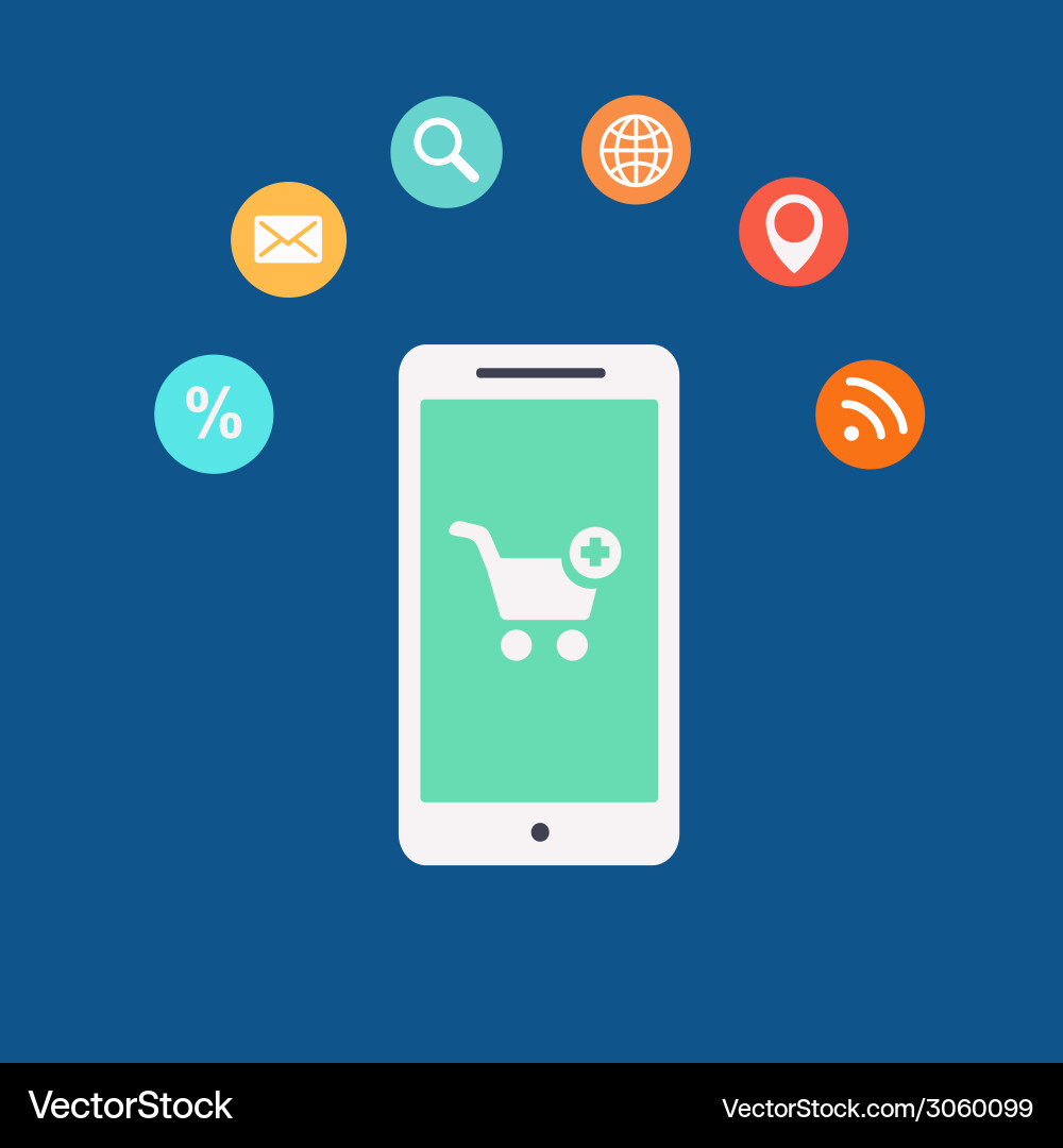 Mobile shopping icon Royalty Free Vector Image