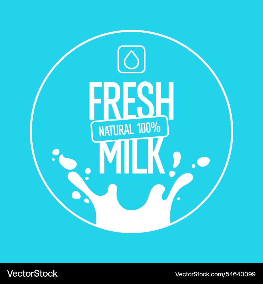 Modern poster fresh milk with splashes Royalty Free Vector