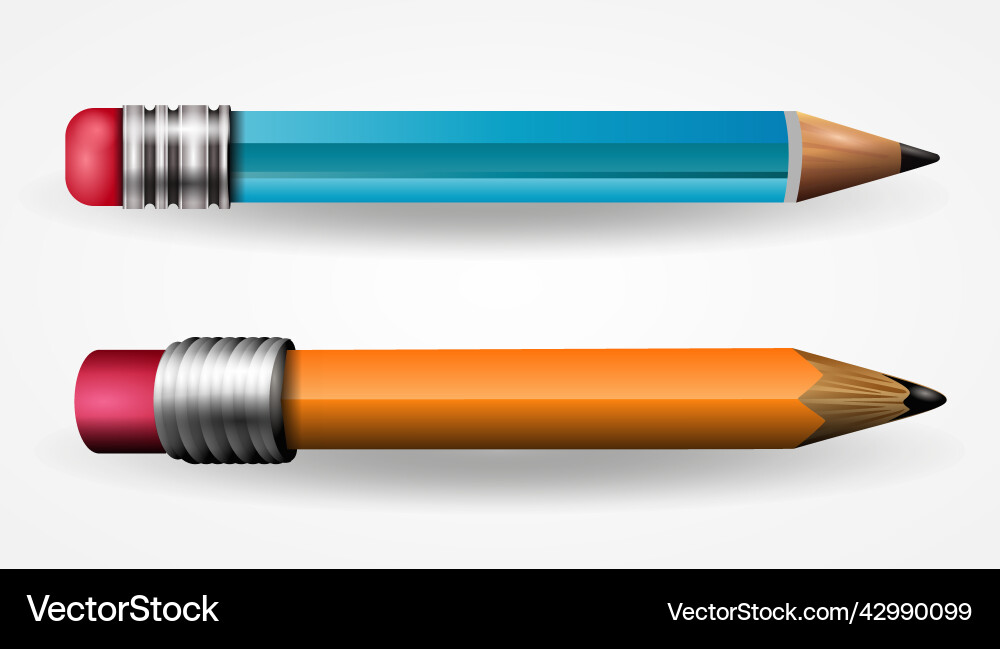 Sharpened pencils of various types with eraser Vector Image