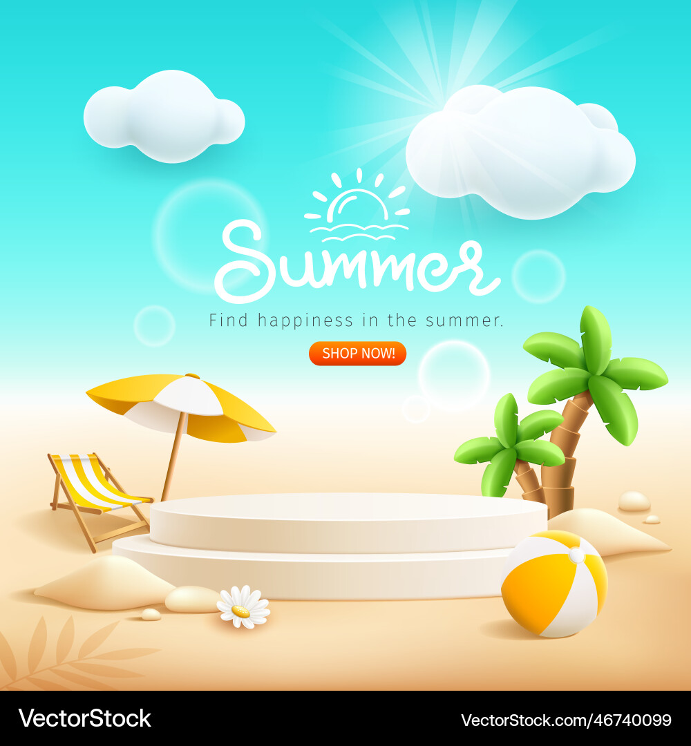 Summer podium display poster flyer design Vector Image