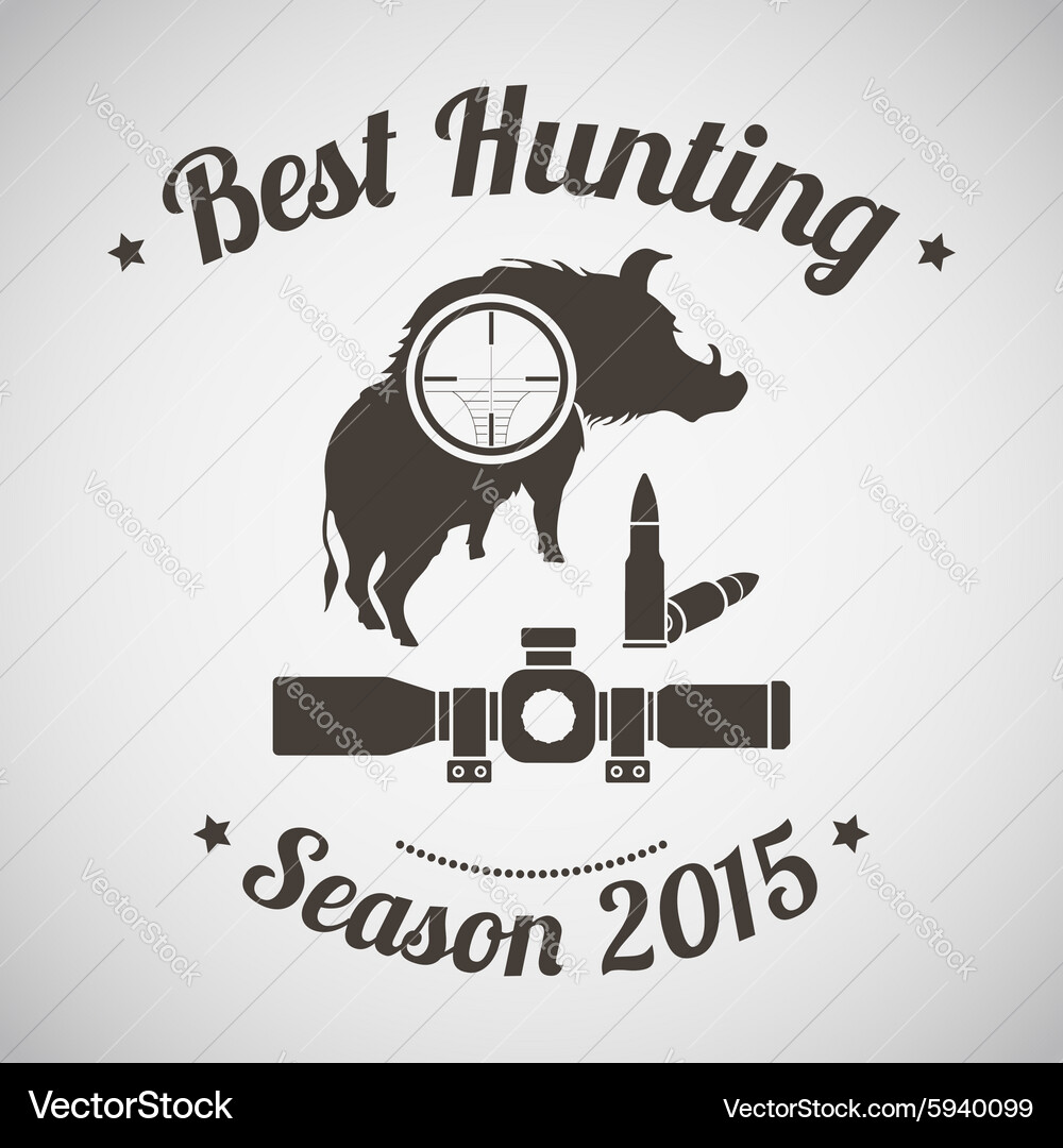 Vintage Wild Boar Hunting Emblem Royalty Free Vector Image