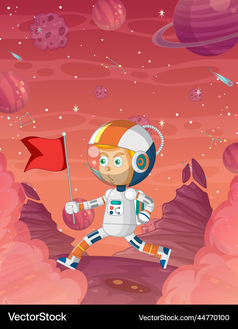 An astronaut on galaxy space background Royalty Free Vector