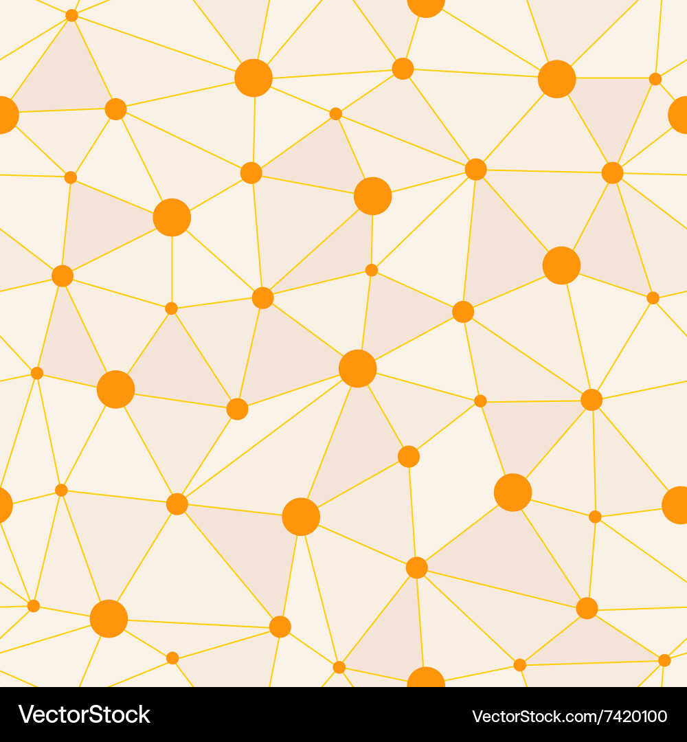 Atomic background with interconnected yellow dots Vector Image