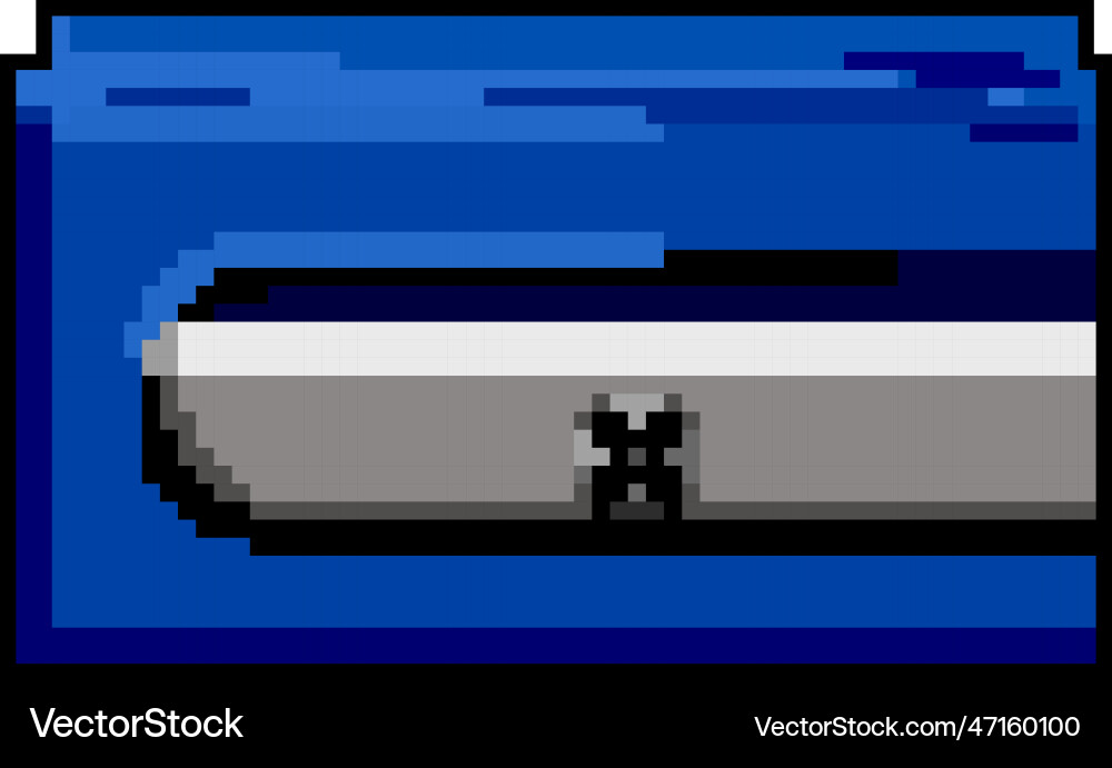 Blue pencil sharpen game pixel art Royalty Free Vector Image