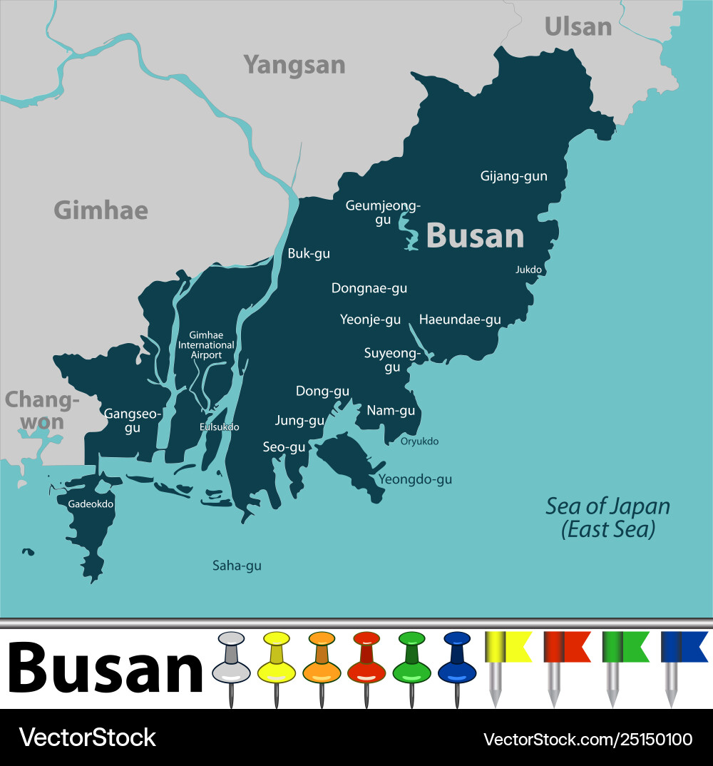 Busan City Map - South Korea Royalty Free Vector Image
