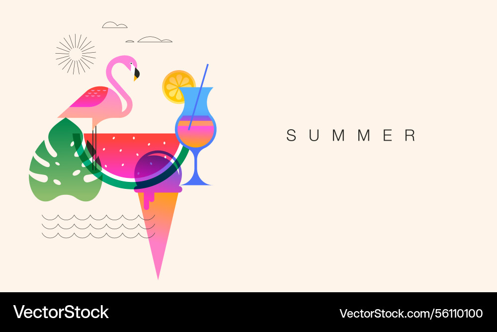 Colorful summer background with tropical monstera Vector Image