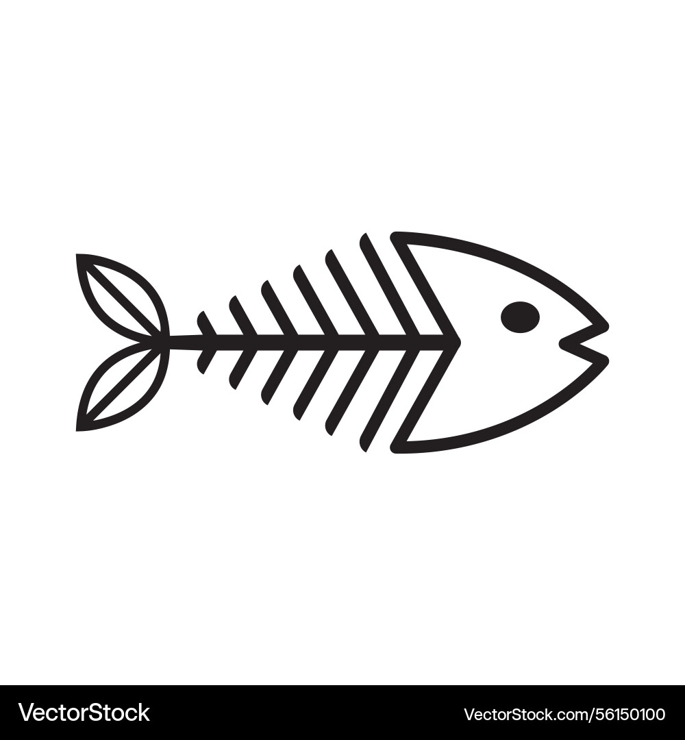 Fish bone icon cartoon logo Royalty Free Vector Image