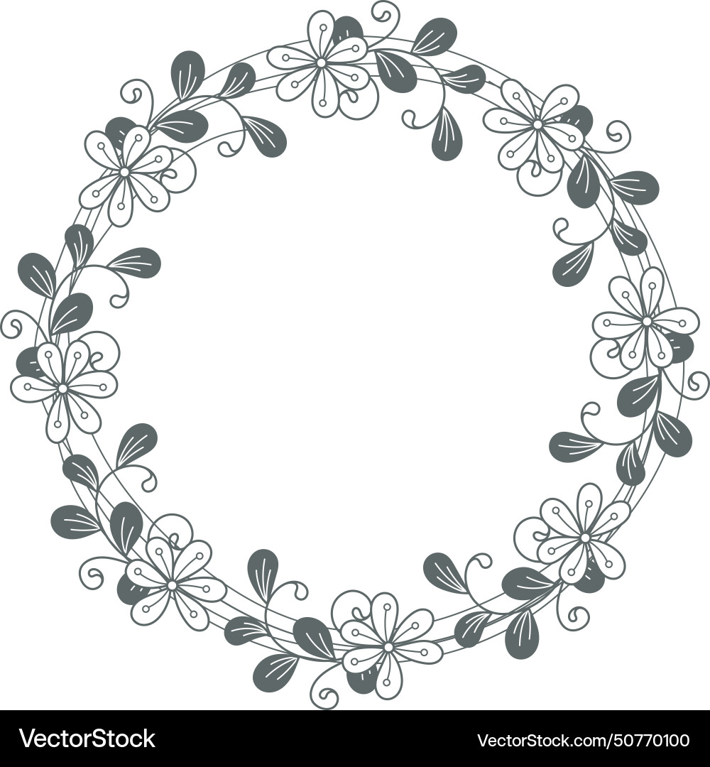 Floral frame round pattern botanical decorative Vector Image