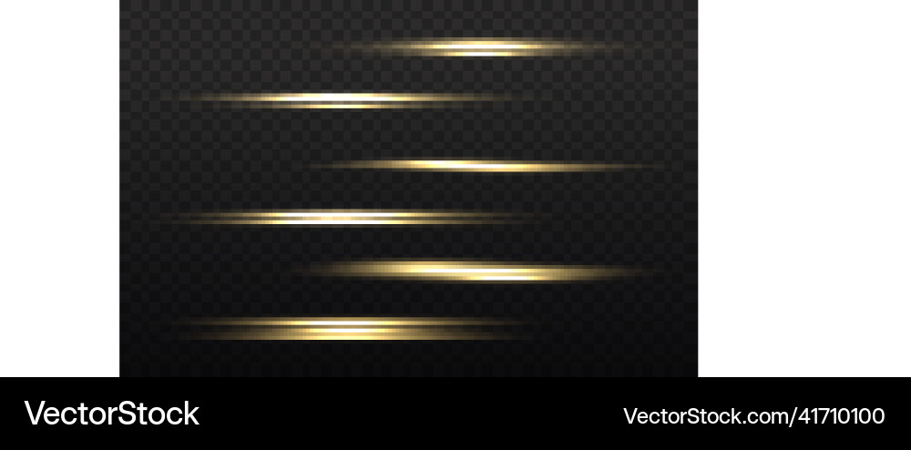Golden glow line yellow horizontal light rays Vector Image