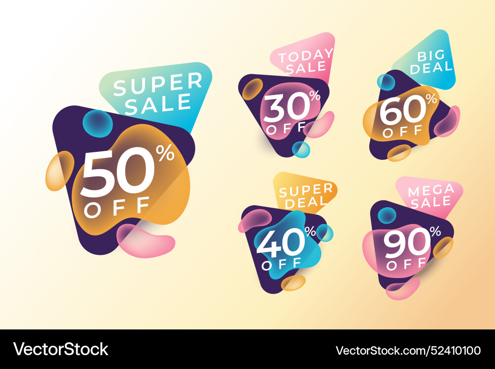 Gradient discount numbers template Royalty Free Vector Image