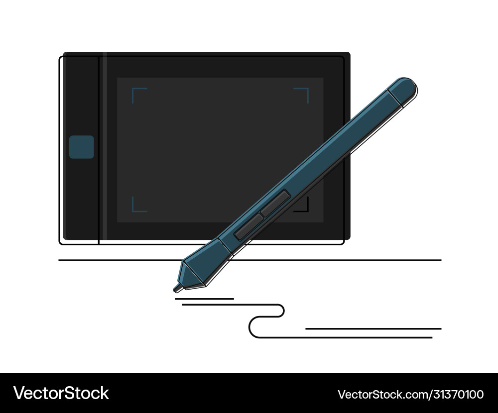 Graphic tablet and stylus detailed icon Royalty Free Vector