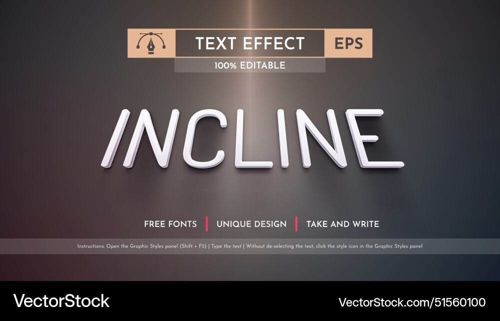 Incline Text Effect - Editable Font Royalty Free Vector