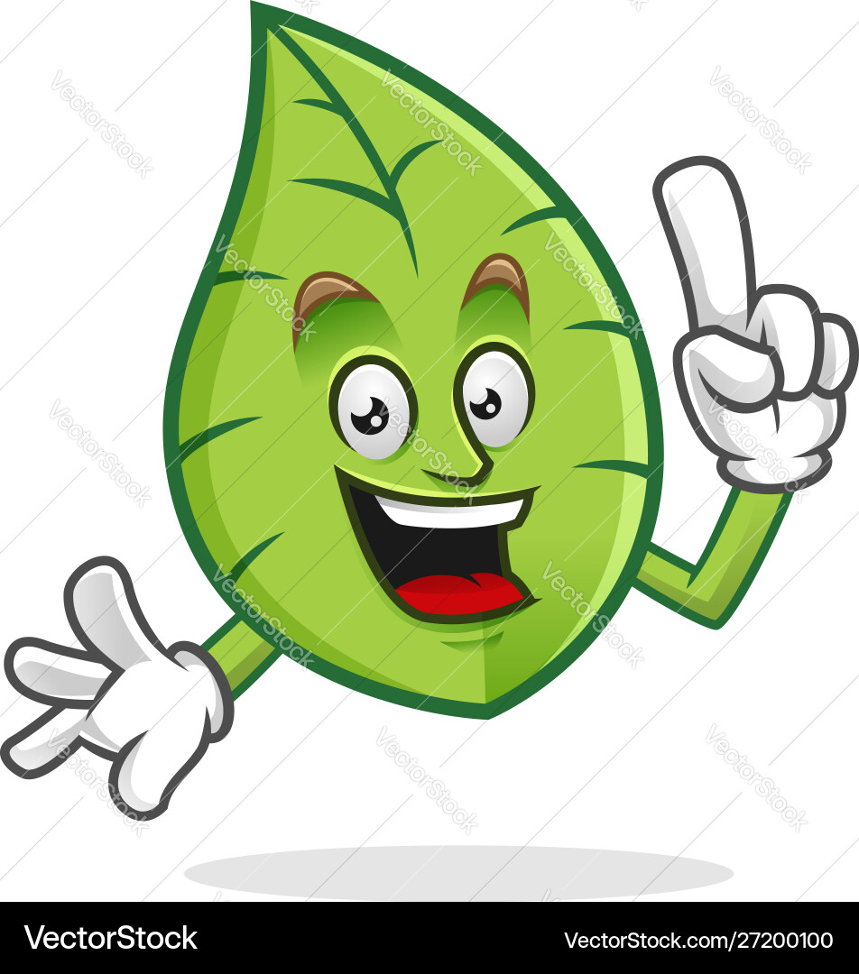 Smart leaf mascot leaves character cartoon Vector Image