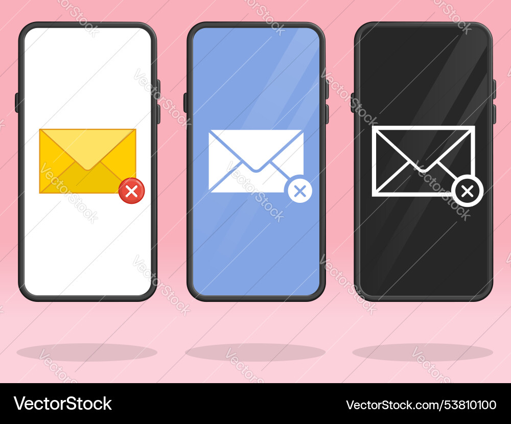 Smartphone email cross failed unsent mail Vector Image