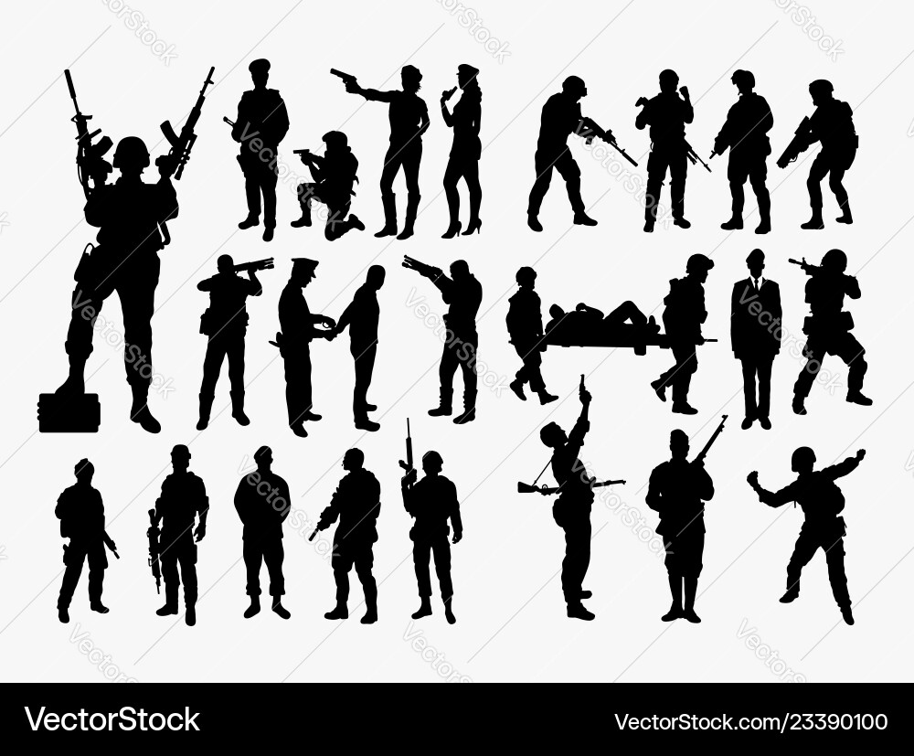 Soldier army military training and exercise sil Vector Image
