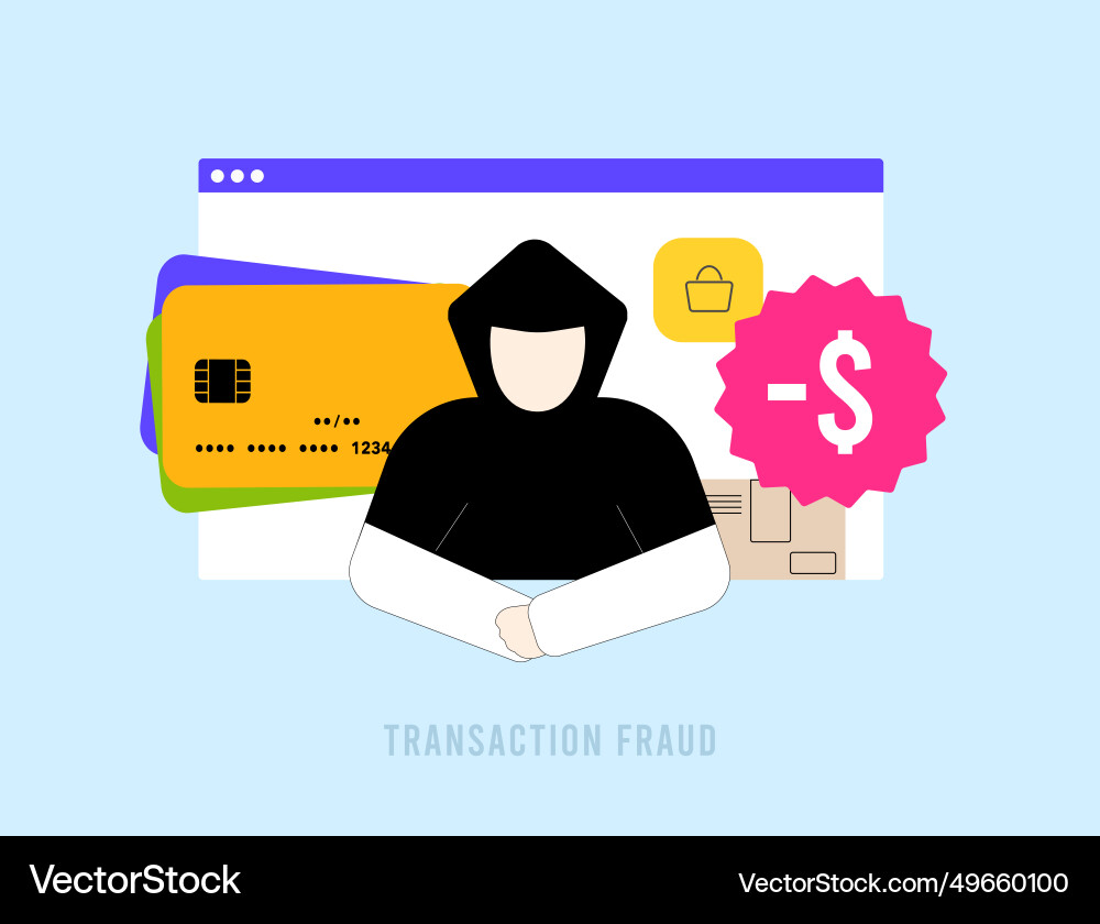 Transaction Fraud Detection Online E Commerce Vector Image