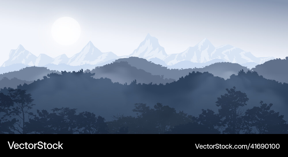 Tree and mountain landscape Royalty Free Vector Image