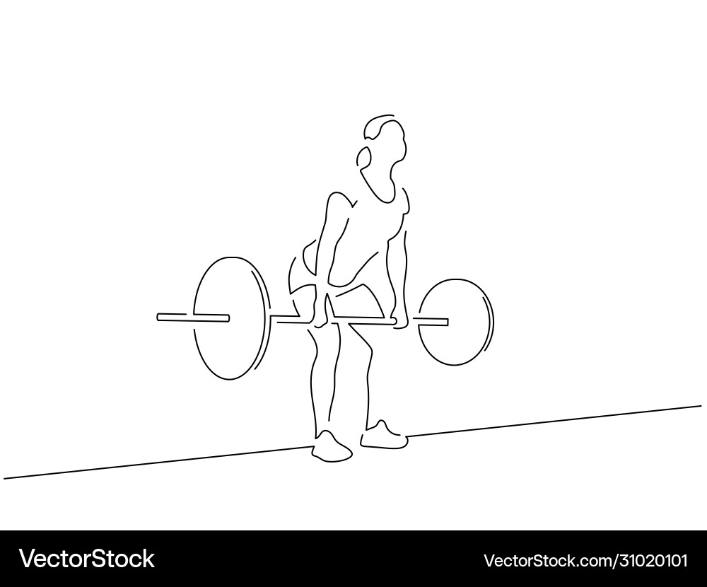 Bodybuilding isolated line drawing Royalty Free Vector Image