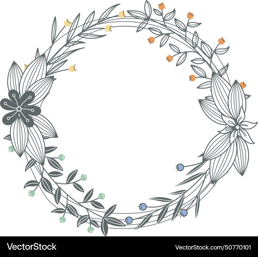 Decorative botany circle round floral retro Vector Image