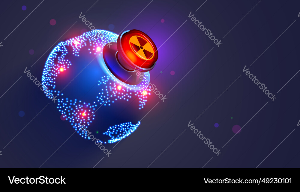 Red button for launching nuclear missiles threat Vector Image