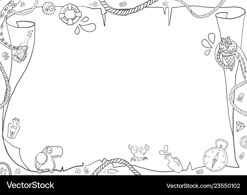 Children marine coloring blank map Royalty Free Vector Image