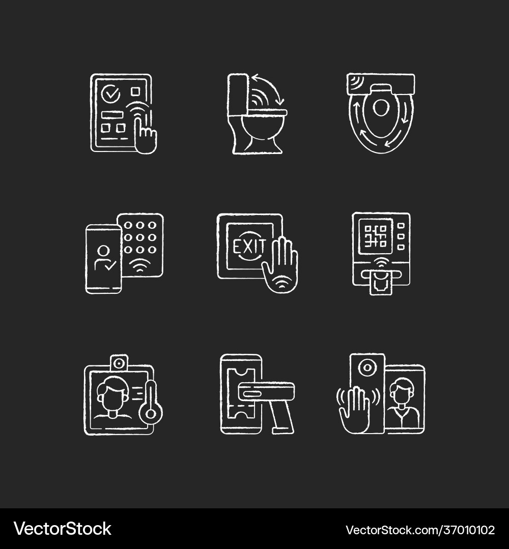 Contactless technology chalk white icons set Vector Image