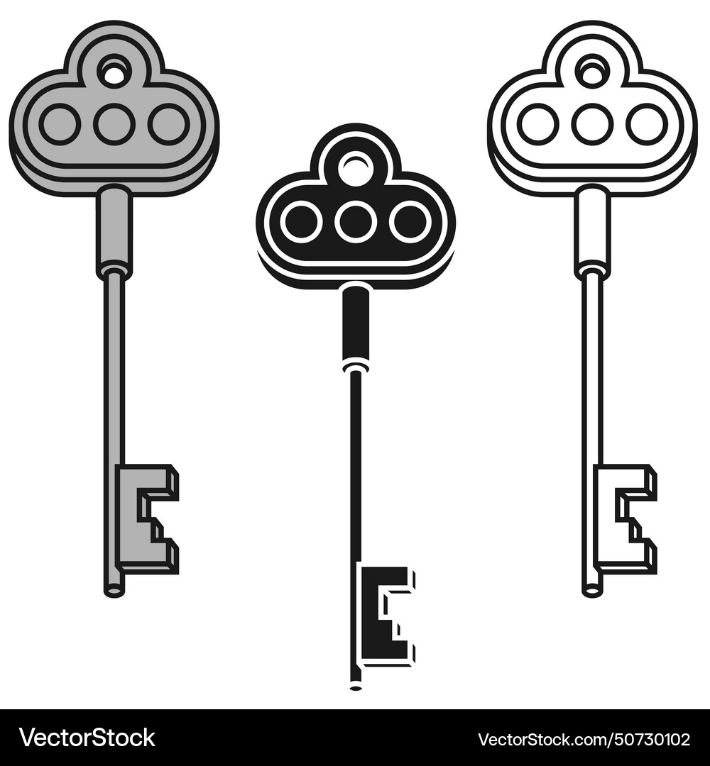 Design of keys for old locks locksmith Royalty Free Vector