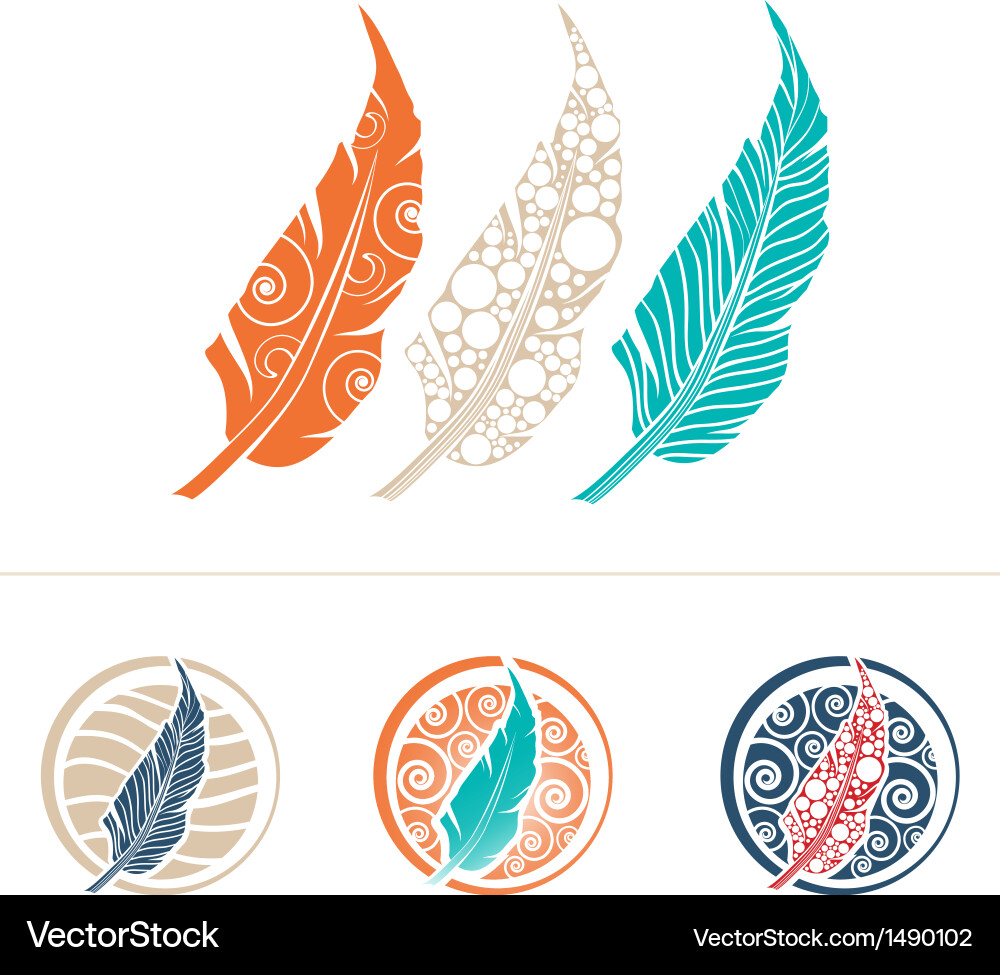 Feather design collection Royalty Free Vector Image