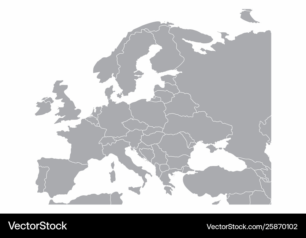 Gray Europe Map Royalty Free Vector Image - VectorStock