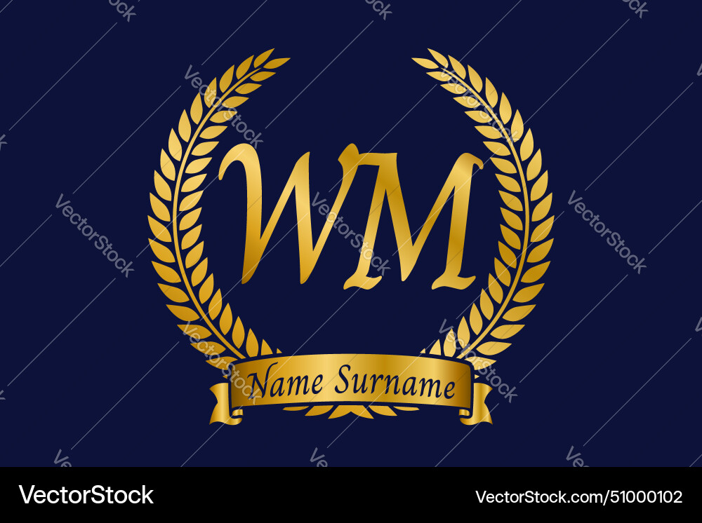 Initial letter w and m wm monogram logo design Vector Image