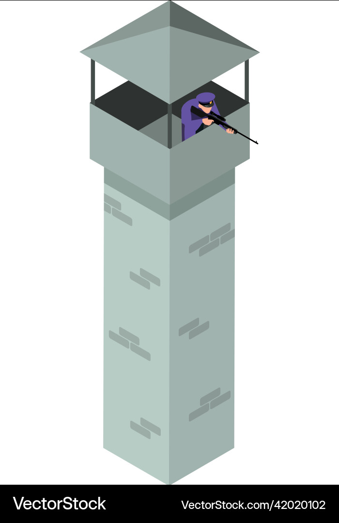 Jail Tower with Guard Royalty Free Vector Image