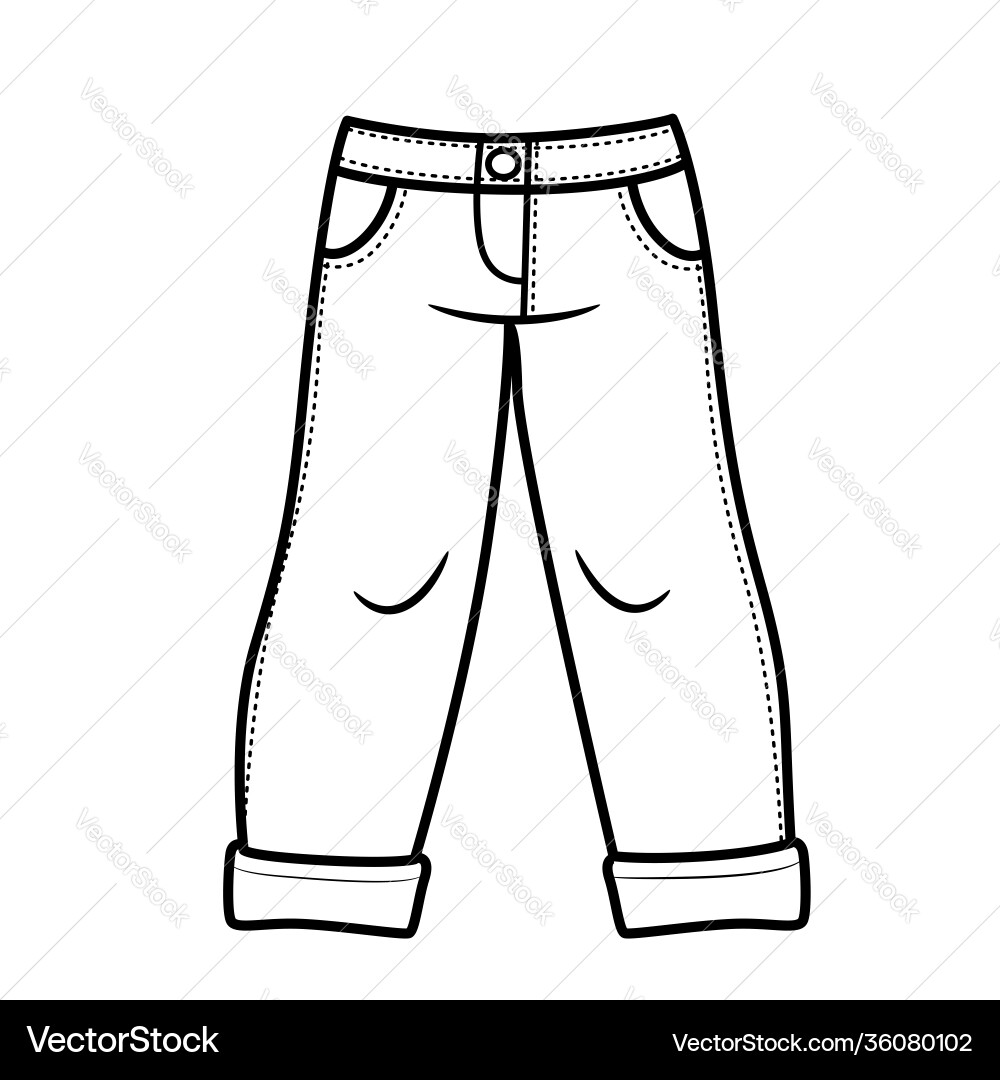 Jeans outline for coloring on a white background Vector Image