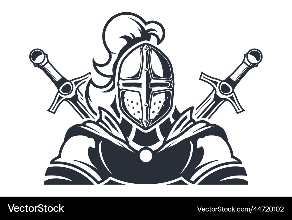 Knight in armour chivalry logo with crusader Vector Image