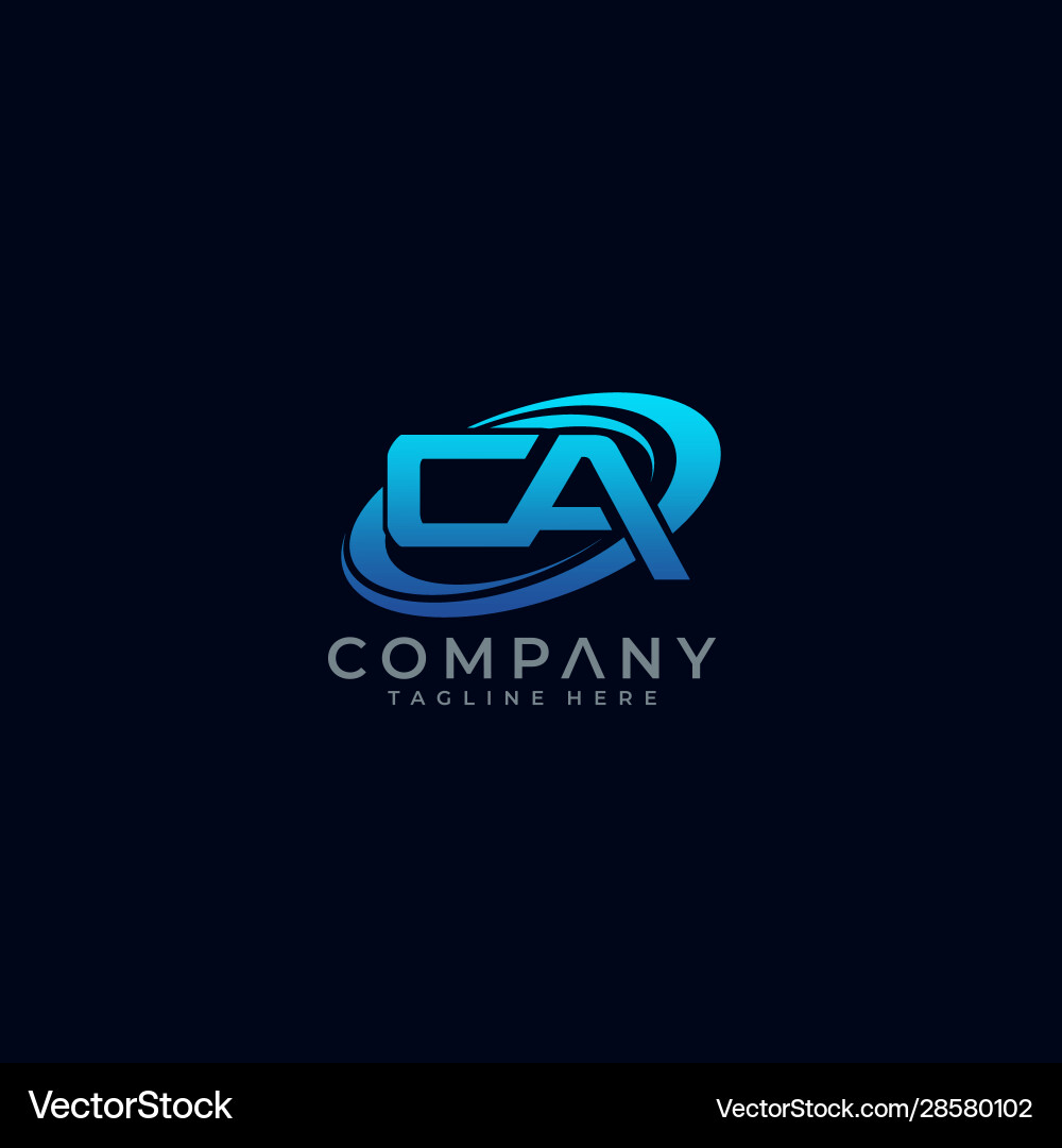 Letter ca circle swoosh logo design Royalty Free Vector